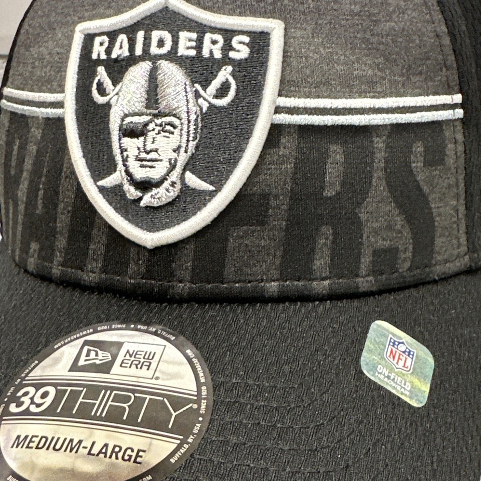 Las Vegas Raiders New Era 39Thirty Black Stretch Fit Hat Medium-Large ...