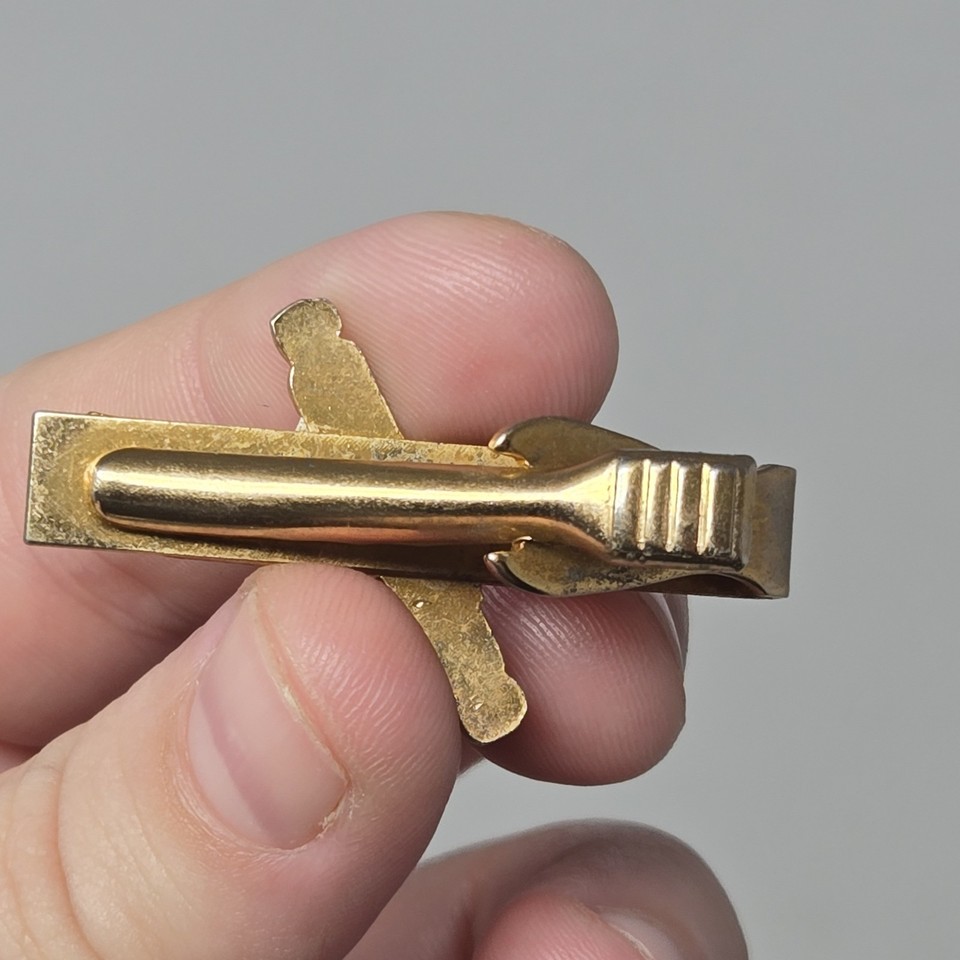 Vintage Monroe Shocks Tie Clip Blue Yellow Enamel Gold Tone | eBay