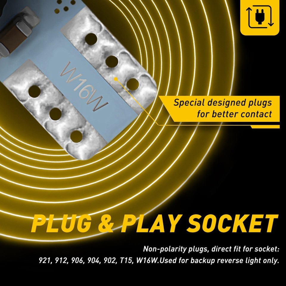 2PC T15 SMD W16W 24 906 3020 921 LED Car Backup Reverse Light Bulb ...