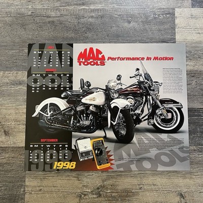 MAC Tools 1998 Calendar Pin Up Girls & Harley Davidson Poster( Days ...