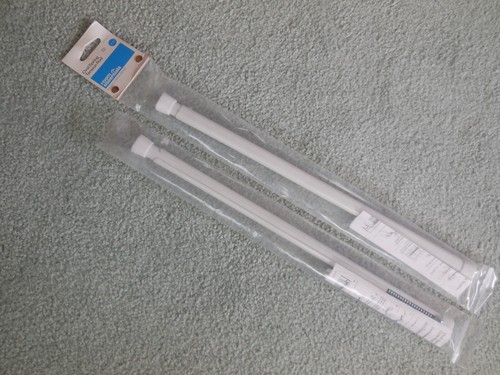 2 Oval Spring Tension Cafe White Curtain Rods NEW 16" to 24" Room ...