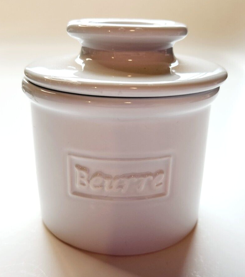 White Ceramic French Butter Bell Keeper Crock "Butter" & "Buerre ...