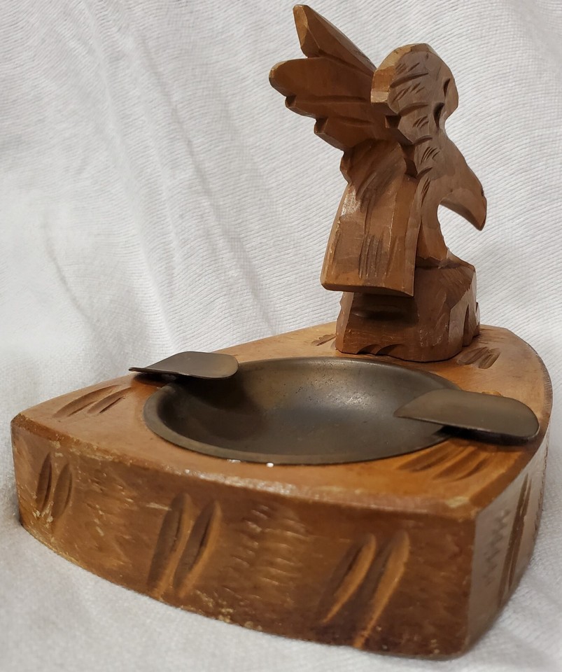 1953 Hand Carved US Post Office Eagle Statue Postal Service Ashtray ...