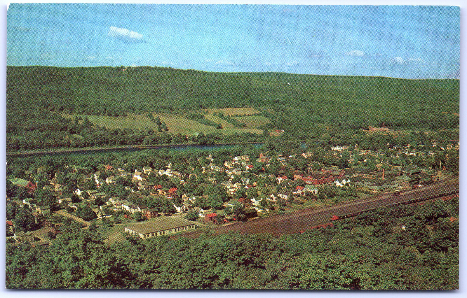 Postcard New York Aerial View of Point Peter Port Jervis Delaware ...