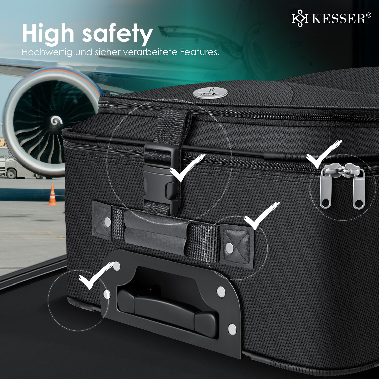 KESSER 4tlg Reisekoffer Set Kofferset Trolley Koffer Reisetaschen Stoff ...