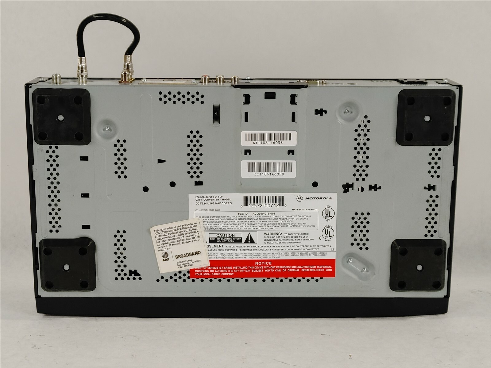 Motorola Interactive DCT2244/1661 Digital Cable Box Receiver CATV ...