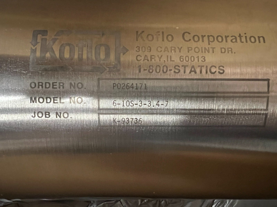 Koflo 6-10S-3-3.4-7 Stainless Steel static mixer 6 inch pipe x 21 inch ...