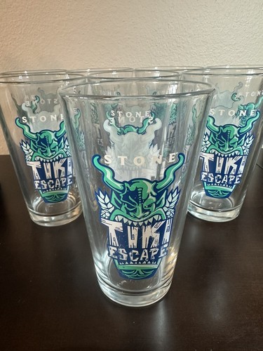 STONE Brewery TIKI ESCAPE Horned Devil IPA 16oz Beer PINT GLASS 5¾ ...