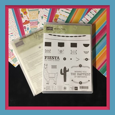 Stampin Up! BIRTHDAY FIESTA Stamps, Fiesta Time DIES & 24 FESTIVE DSP ...