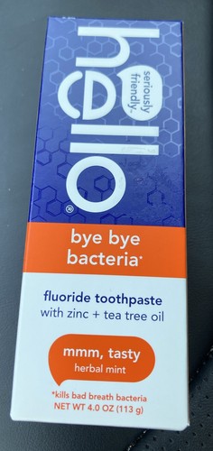 HELLO Bye Bye Bacteria AB Fluoride Herbal Mint Tea Tree Oil Zinc ...