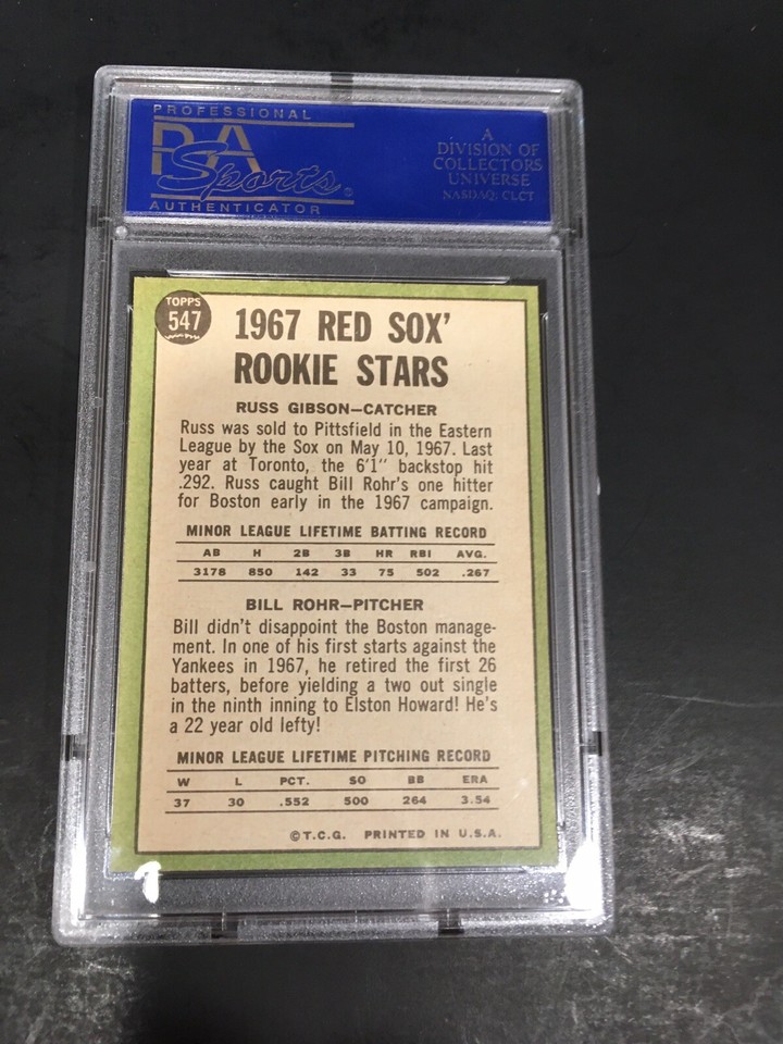 1067 TOPPS RED SOX ROOKIE STARS, #547, PSA 8 (Free Shipping On Any 3 ...
