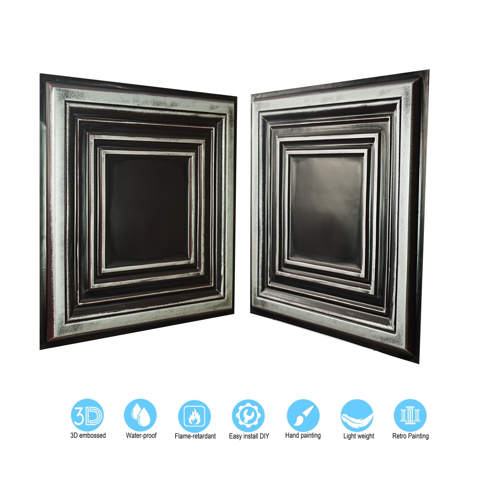 Aged Artwork Panels Fancy Tiles Decor PL05 Traditional silver 10pcs ...