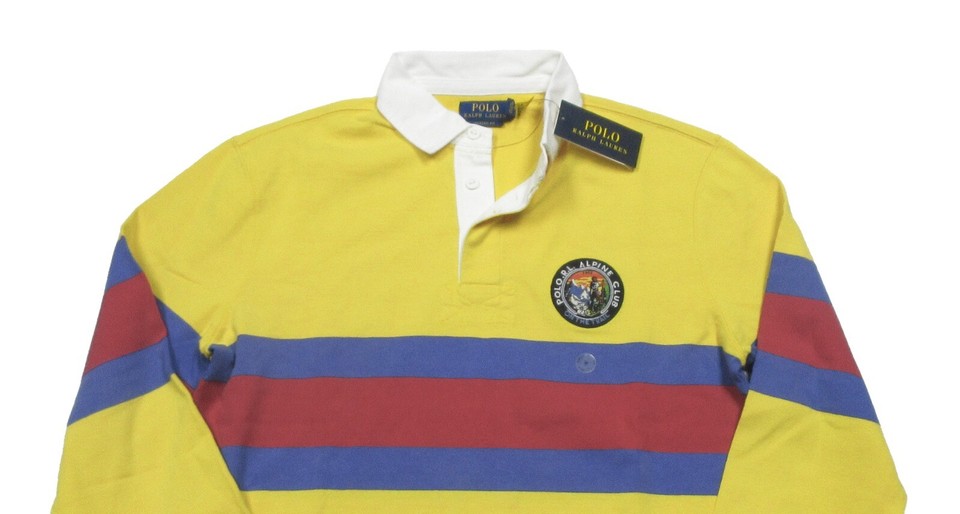 Polo Ralph Lauren Men's Yellow RL Alpine Club Graphic Mesh Rugby Polo ...
