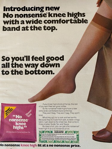 No Nonsense Nylons, Panty Hose, Knee Highs, Full Page Vintage Print Ad ...