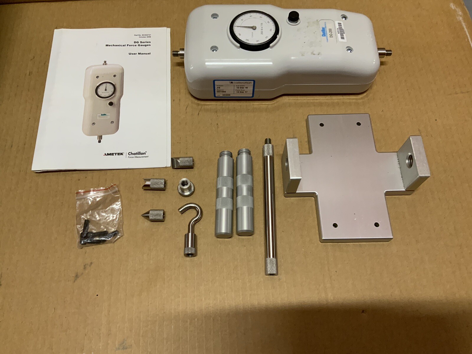 AMETEK Chatillon DG-200 mechanical Force Gauge Scale 200 Lbs Max Spring ...