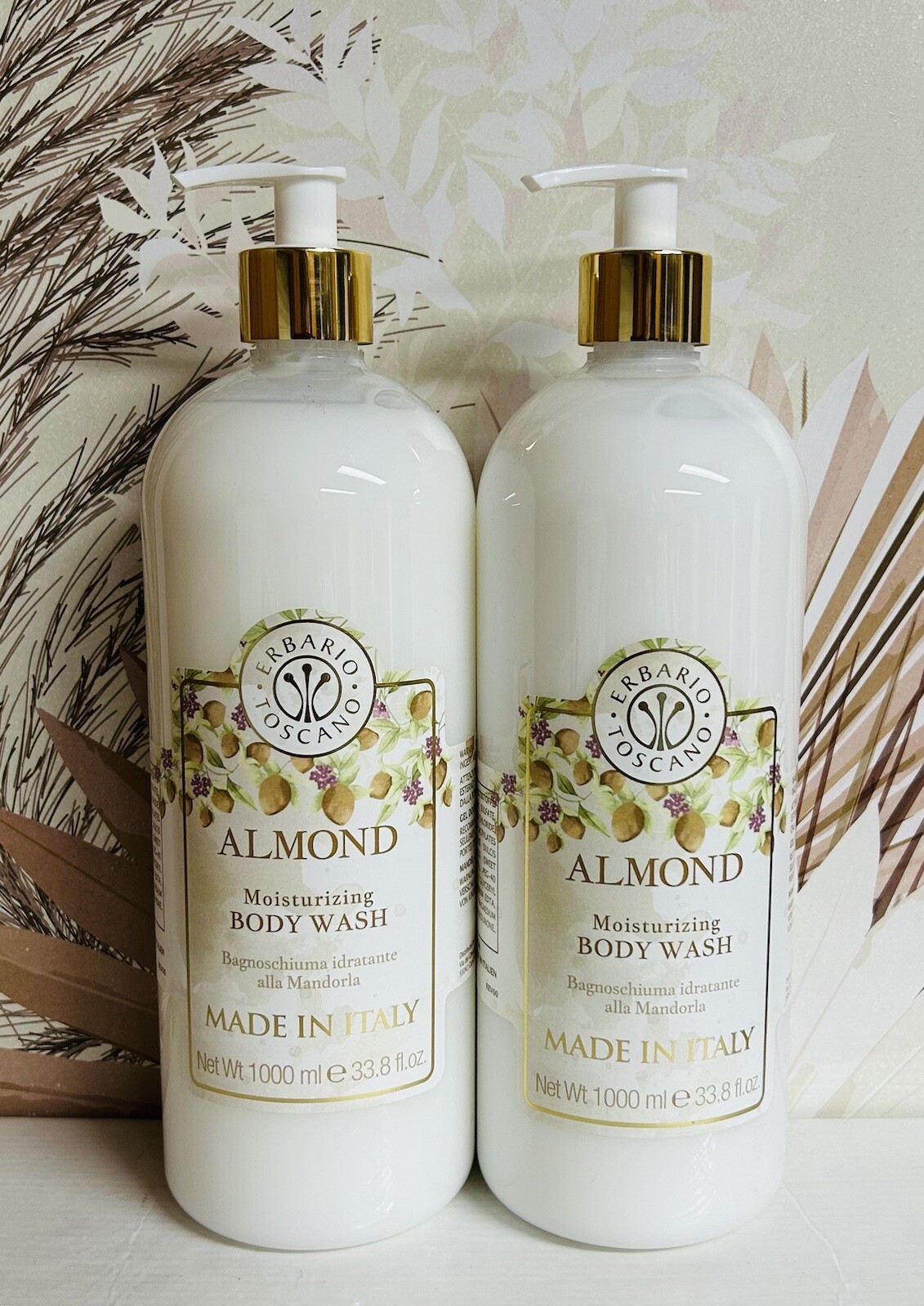 2-Pack ERBARIO TOSCANO ~ ALMOND MOISTURIZING BODY WASH 33.8 fl oz MADE ...