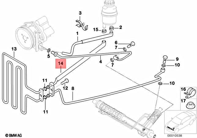 Genuine BMW E38 E39 Sedan Power Steering Radiator Return Hose OEM ...