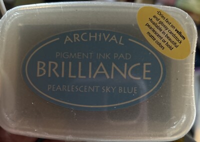 Tsukineko Brilliance Archival Pigment Ink Pad Pearlescent Sky Blue BR1 ...
