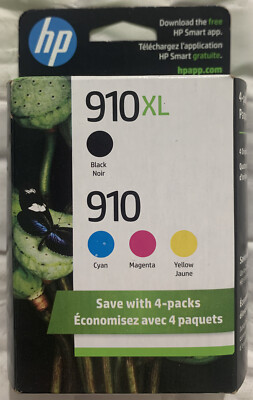 HP 910XL Black & 910 Color Ink Cartridges 3JB41AN 3YL65AN & 3YN97AN Exp ...