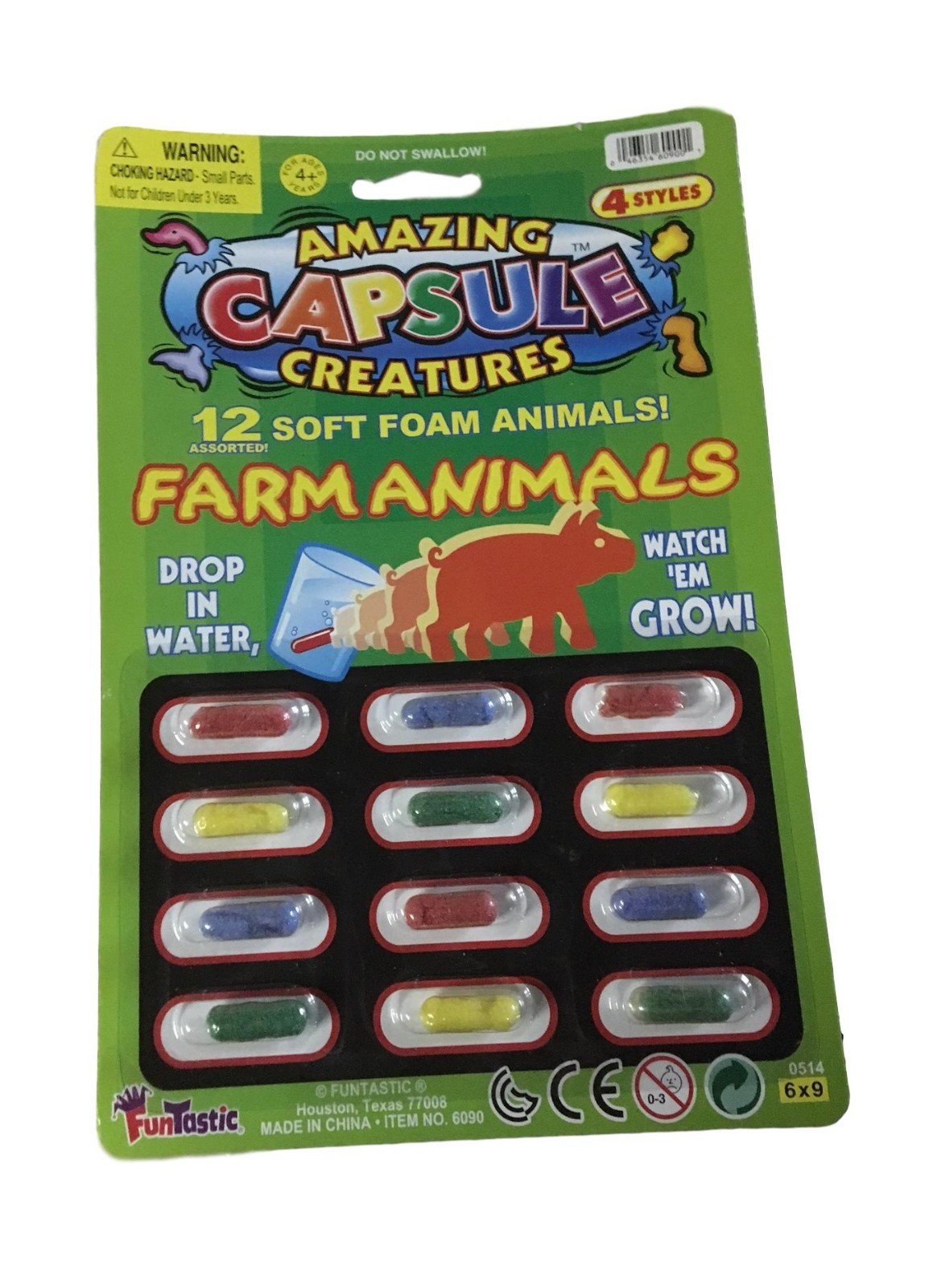 Capsule Creatures 12 Piece Foam Toy Magic Grow Dinosaur Wild Zoo ...