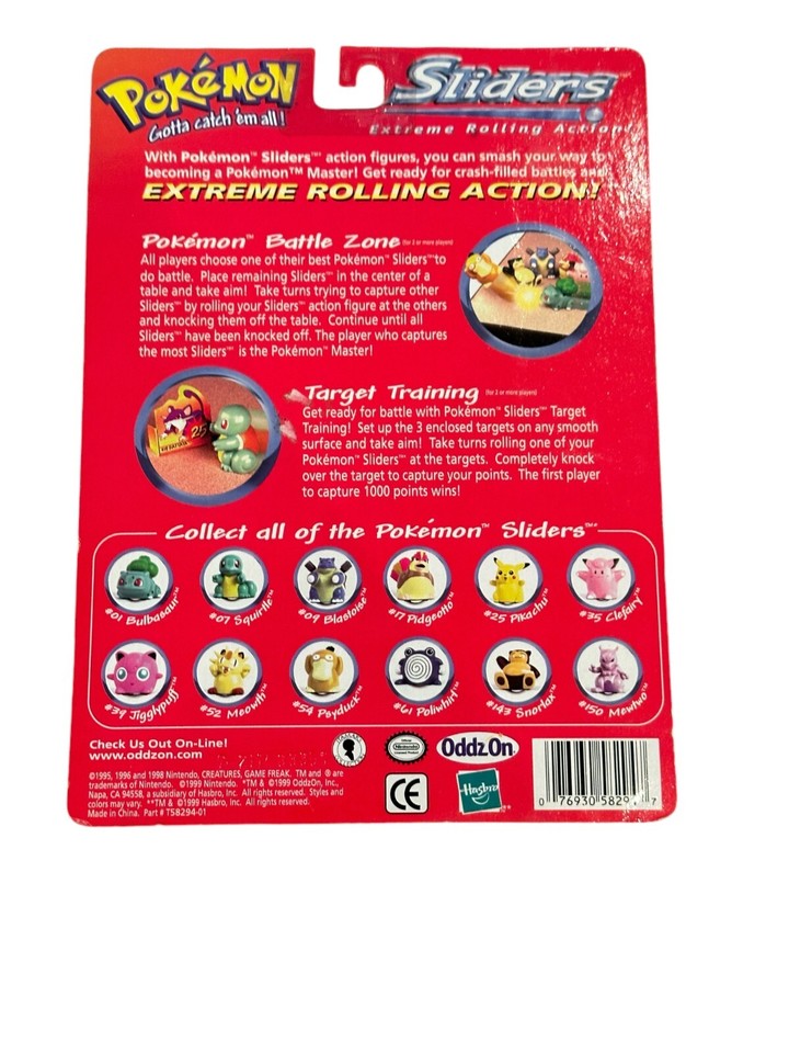 Vintage 1999 Hasbro Pokemon Sliders #25 Pickachu/#9 Blastoise/#39 ...