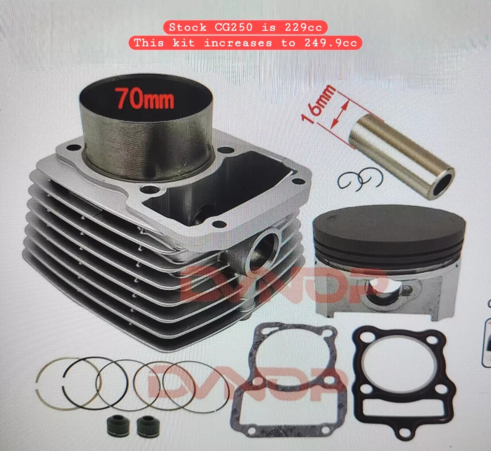 70mm Big Bore Kit (Hawk, TaoTao, Apollo, SSR, RPS) CG250 Air Cooled ...