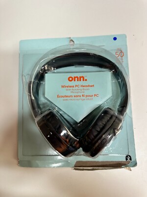 onn. Bluetooth Wireless On-Ear PC Headset with Mic- Up To 50 Hours ...