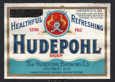 Hudepohl Brewing Co. Cincinnati, Ohio. Hudepohl Extra Pale Beer. 12 oz ...