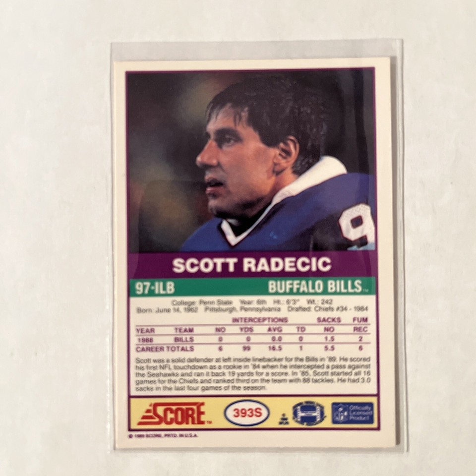 1989 Score Supplemental Football Card #393S Scott Radecic RC NFL | eBay