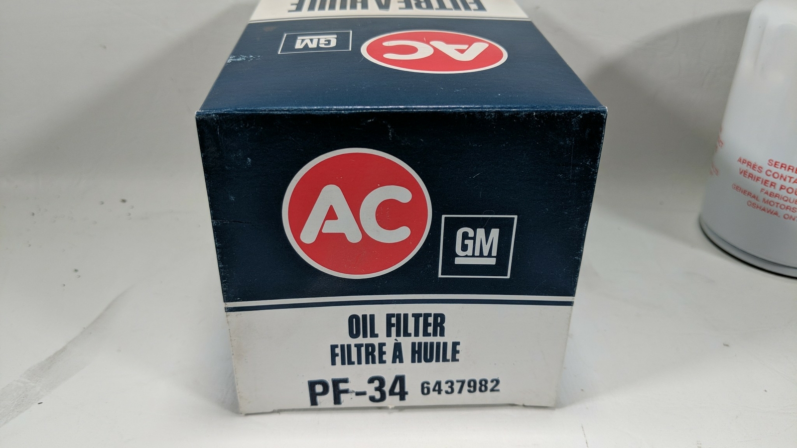 GM AC Oil Filter PF 34 White 6437982 Shop Man Cave Garage Display NOS ...
