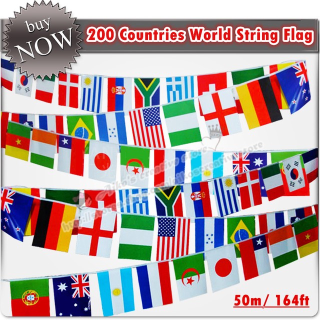 Sale! 200 Countries World String Flag 50M(164ft), Bar Decor, 5.51"x 7. ...