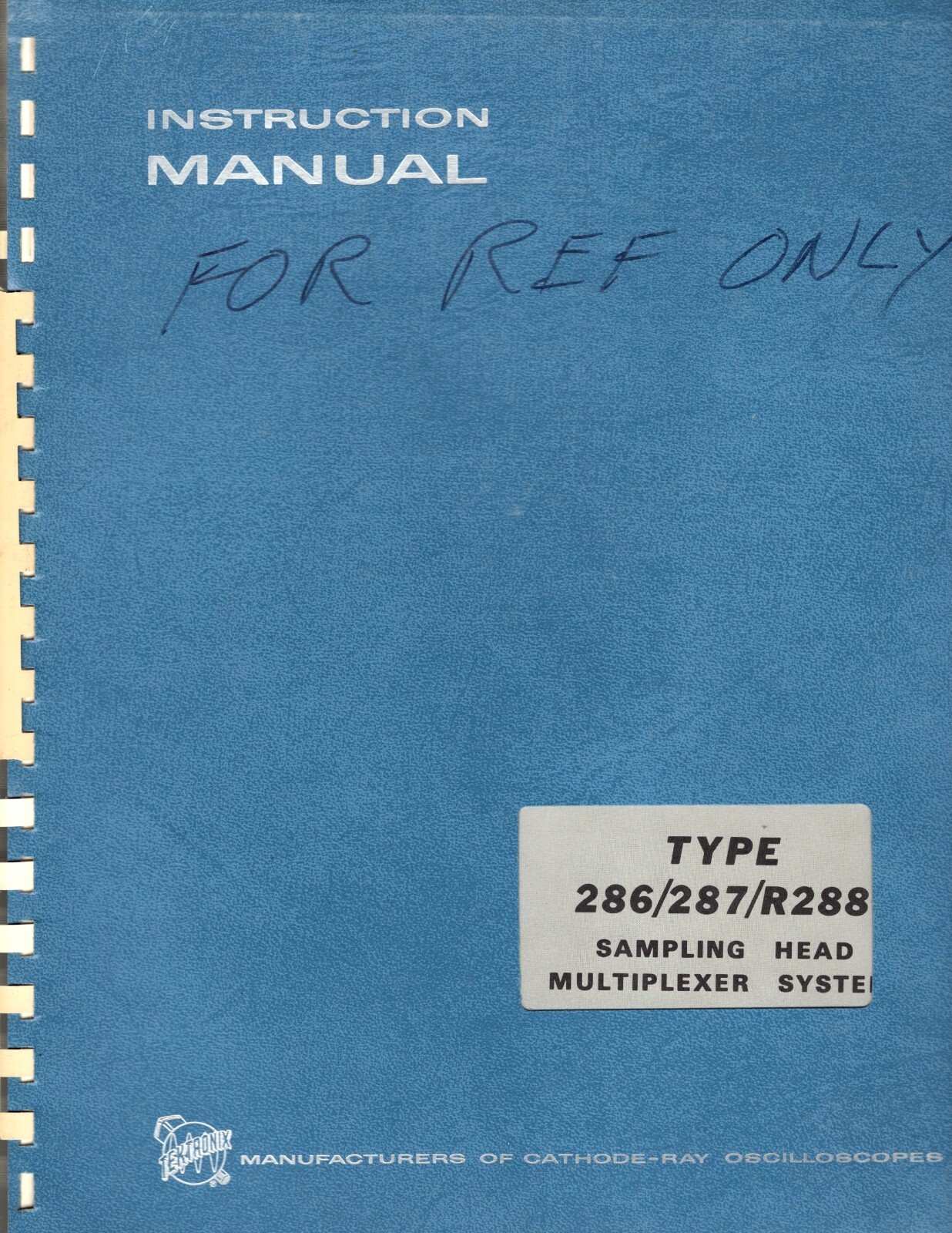 Tektronix Type 286/287/R288 Sampling Head Multiplexer System Manual 070 ...