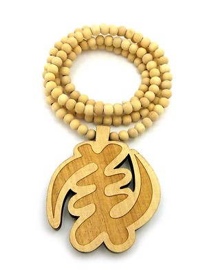 GYE NYAME Except for God African Symbol Pendant 36" Wooden Bead ...