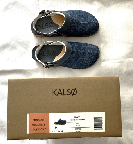 NEW KALSO SHANTI Women EARTH SHOES Size 6 Blue Denim Wood / Rubber ...