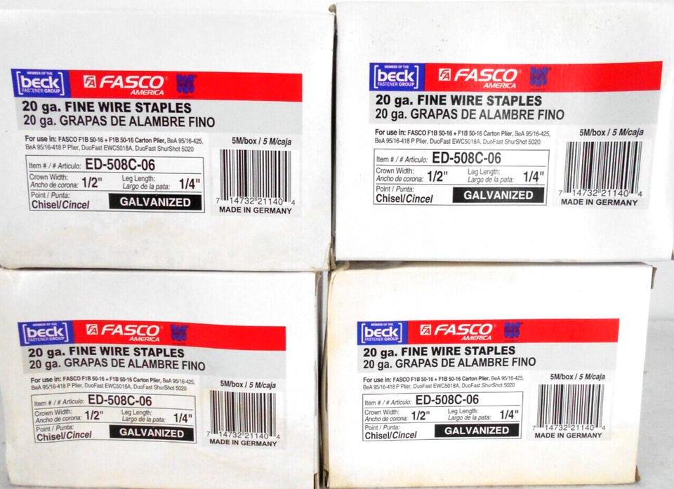 20 GA. FINE WIRE STAPLES 1/2" CROWN - 1/4" LEG - 1 TO 8 BOXES 5,000 ...