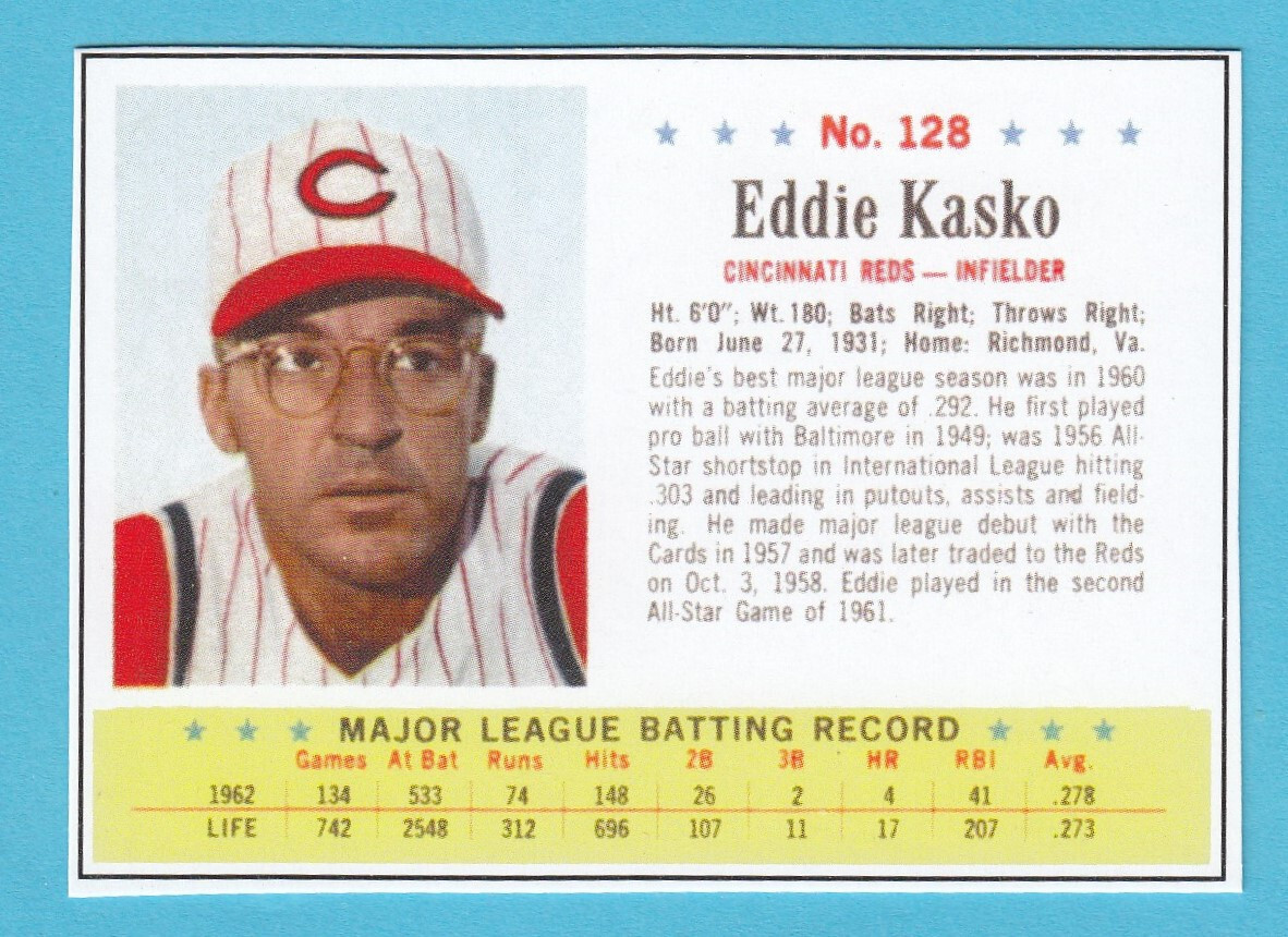 2022-1963 Cereal Card - #128 Eddie Kasko-Cincinnati Reds | eBay