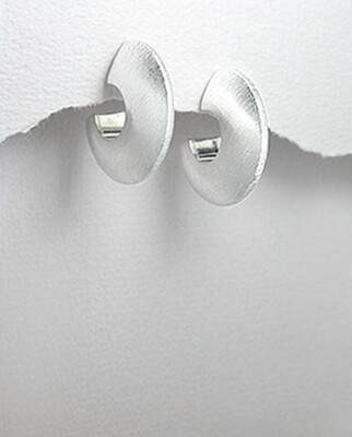 Solid Sterling Silver Semi Hoop Matt Earrings 22mm=0.85" Diameter 6.52g ...