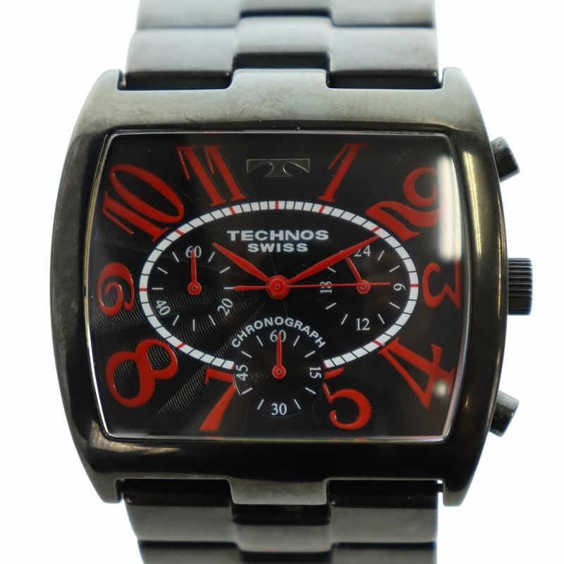 Technos Watch Chronograph Square Logo Black Dial Tbm6… - Gem