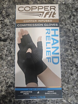 COPPER FIT Compression Gloves Hand Relief S/M Unisex 1 Pair FREE ...