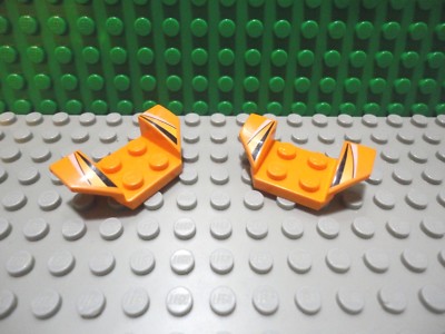 Lego 2 Orange 2x2 with flares printed sloped brick block strip design ...