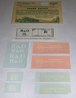 CHAMP HO DECAL-BALTIMORE & OHIO/B&O BOX CAR “TIMESAVER” RED w/WHITE LET ...