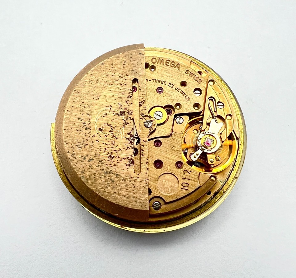 Omega Cal 1012 Movement Automatic Watch Vintage Mens Gold Dial 23 ...