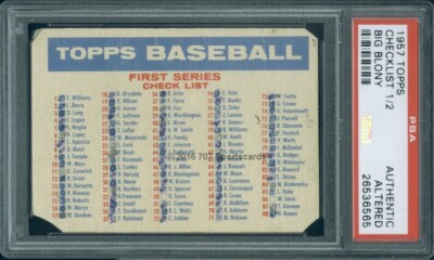 1957 Topps Checklist 1-2 Blony PSA 0 (6565) | eBay