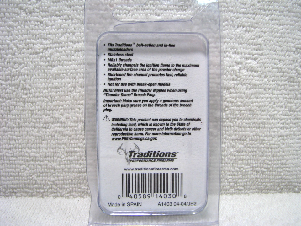 One (1) Traditions 209 Thunder Dome Black Powder Breech Plug A1413 | eBay