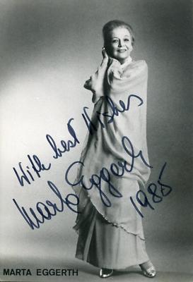Marta Eggerth Autograph Opera Singer / Actress Presenting Lily Mars ...