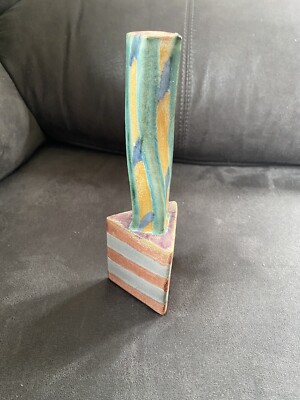 TS Post Studio Art Pottery Candle Stick Holder Hand Painted Signed Sara ...