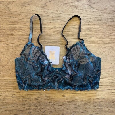 Savage X Fenty Wildflower Blue 32D Strastruck Half Cup Push Up Plunge ...