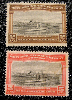 Stamps Uruguay 1908 NAVY Ship Montevideo #174-5 MNH | eBay