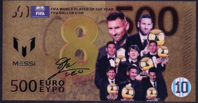 Lionel Messi FIFA Ballon D'Or Gold Foil Banknote Argentina world cup of ...