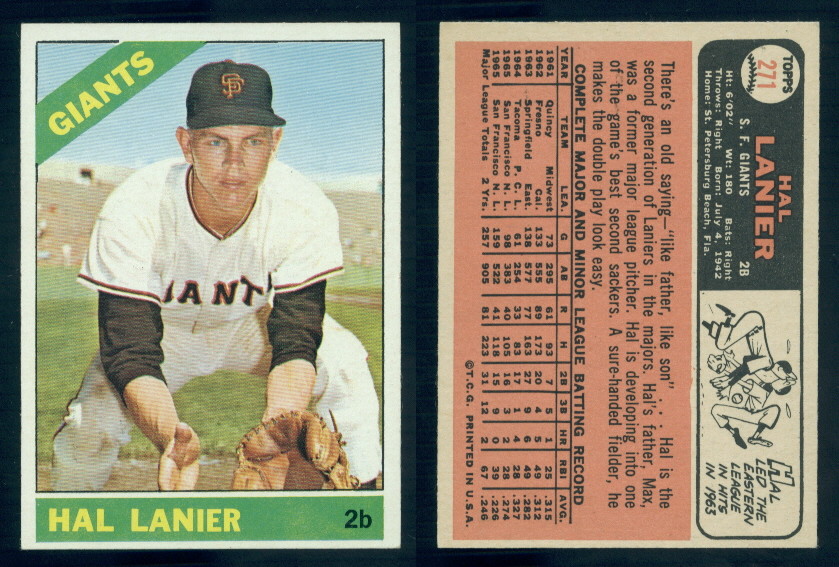 (58368) 1966 Topps 271 Hal Lanier Giants-NM | eBay